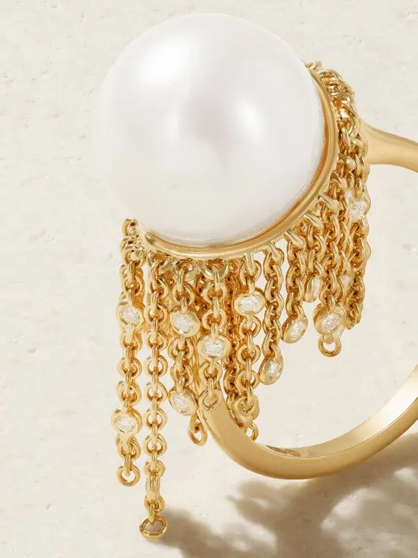 Yvonne Léon Pompon 18-karat Pearl And Diamond Ring