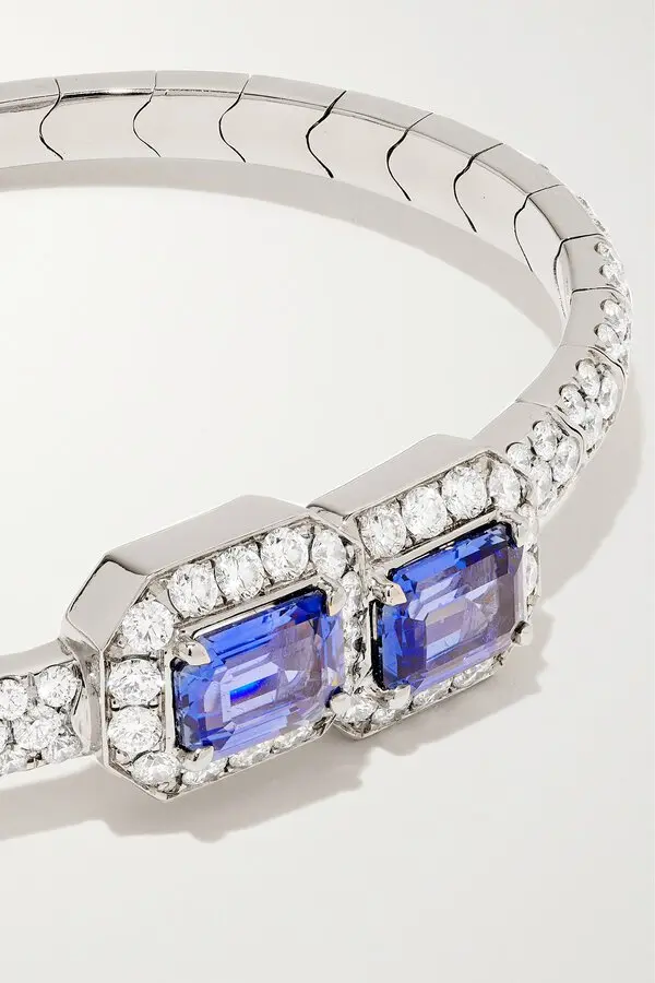 SABBADINI Titanium, Sapphire, And Diamond Bangle