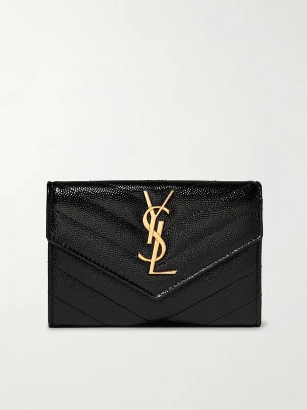 Saint Laurent Monogramme Envelope Quilted Textured-leather Wallet - Black
