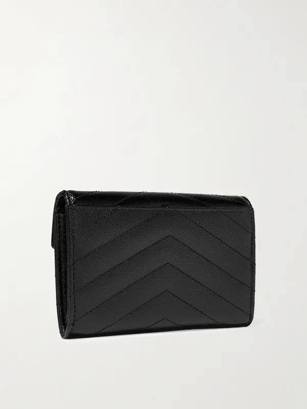 Saint Laurent Monogramme Envelope Quilted Textured-leather Wallet - Black
