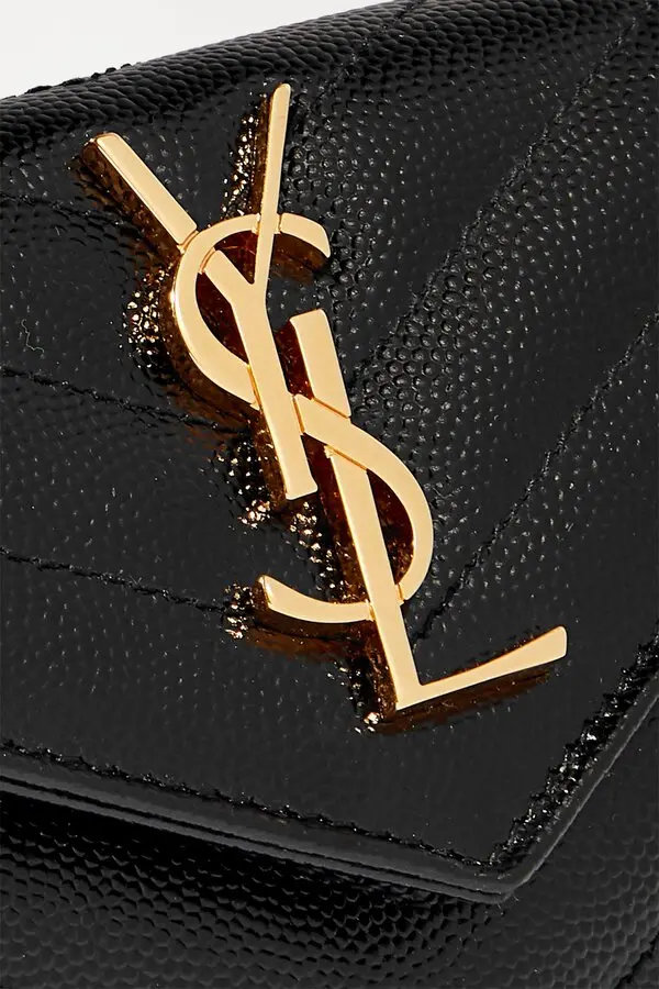 Saint Laurent Monogramme Envelope Quilted Textured-leather Wallet - Black
