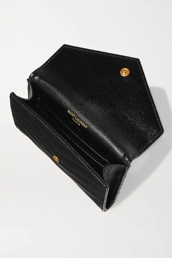 Saint Laurent Monogramme Envelope Quilted Textured-leather Wallet - Black