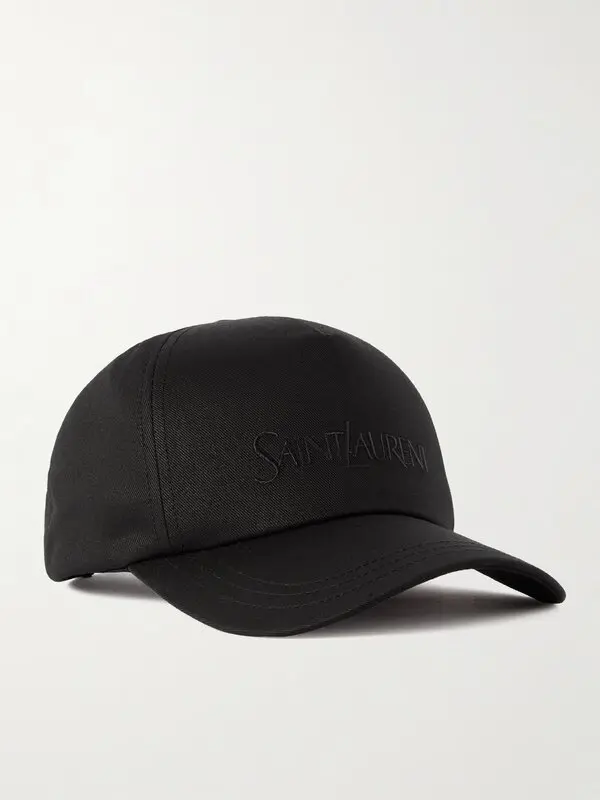 Saint Laurent Embroidered Cotton And Linen-blend Gabardine Baseball Cap - Black