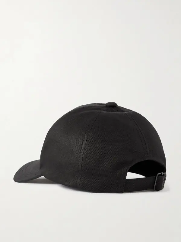 Saint Laurent Embroidered Cotton And Linen-blend Gabardine Baseball Cap - Black