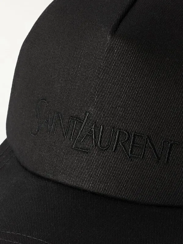 Saint Laurent Embroidered Cotton And Linen-blend Gabardine Baseball Cap - Black