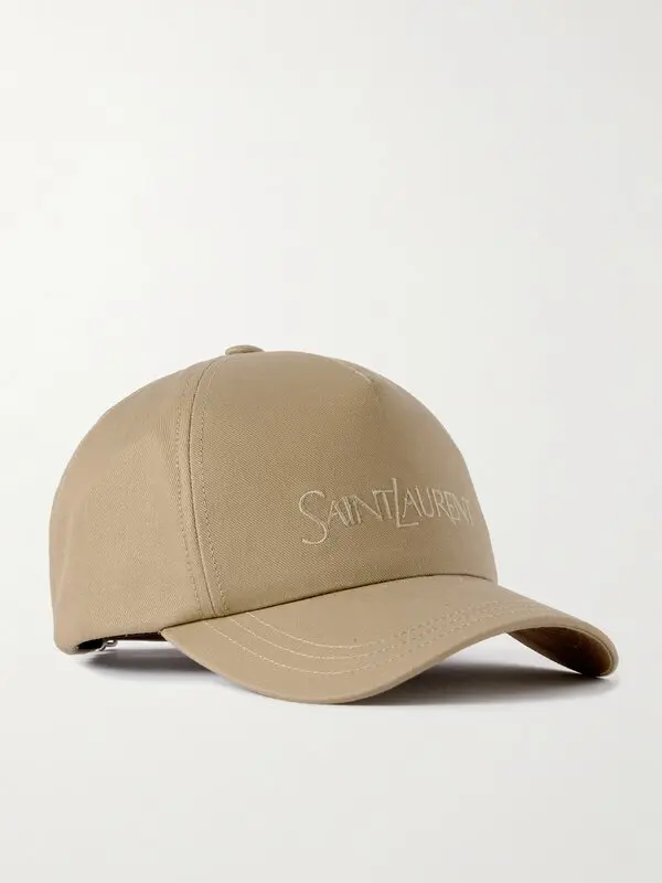 Saint Laurent Embroidered Cotton And Linen-blend Gabardine Baseball Cap - Neutrals