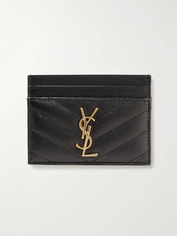 Saint Laurent Monogramme Quilted Textured-leather Cardholder - Black