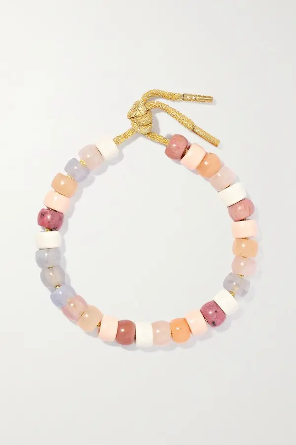 Carolina Bucci Loveshackfancy Forte Beads 18-karat And Lurex Bracelet - Gold