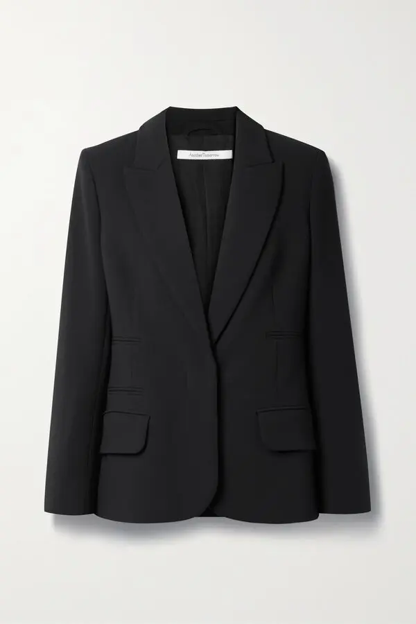 Another Tomorrow Net Sustain Wool-blend Crepe Blazer