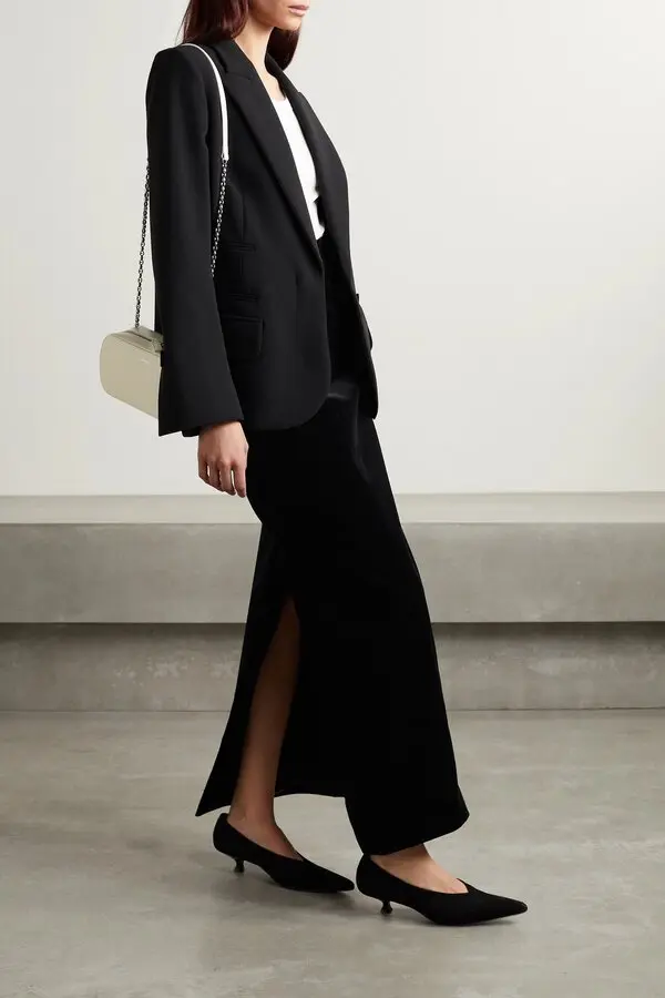 Another Tomorrow Net Sustain Wool-blend Crepe Blazer