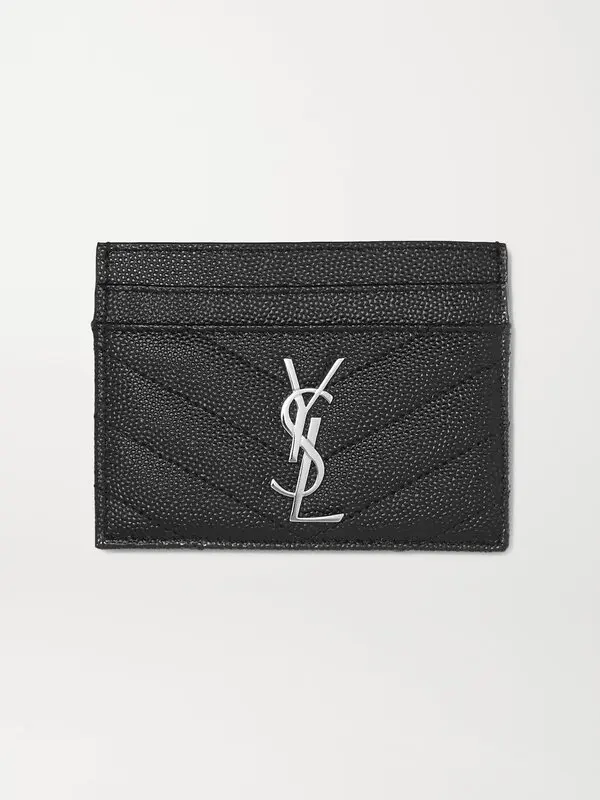 Saint Laurent Monogramme Quilted Textured-leather Cardholder - Black