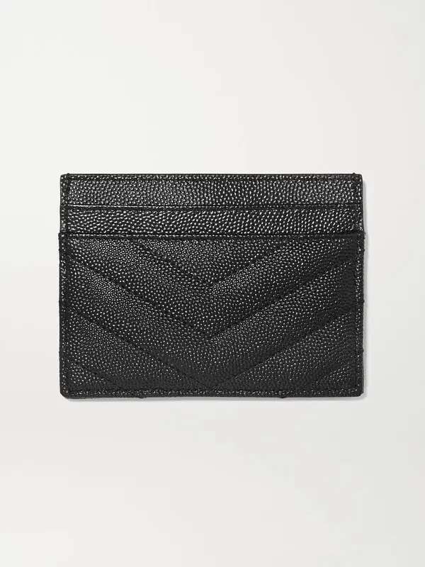 Saint Laurent Monogramme Quilted Textured-leather Cardholder - Black