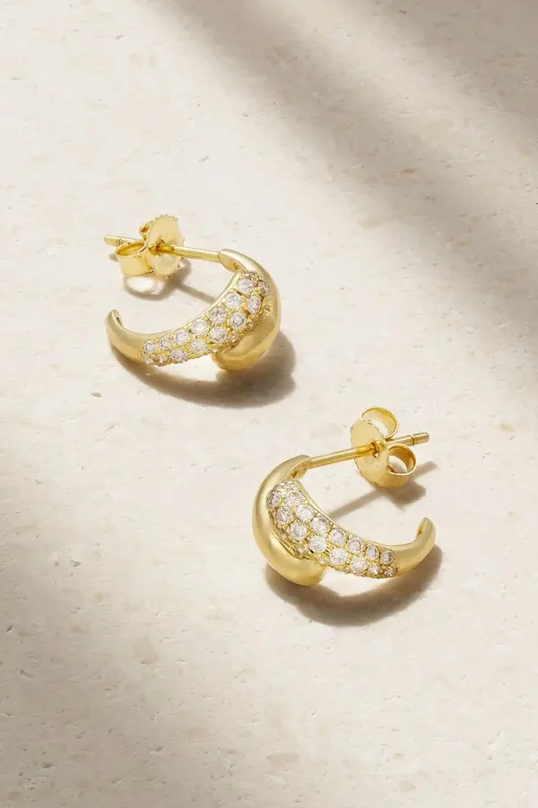 JENNIFER MEYER Double Dome Mini 18-karat Diamond Hoop Earrings - Gold