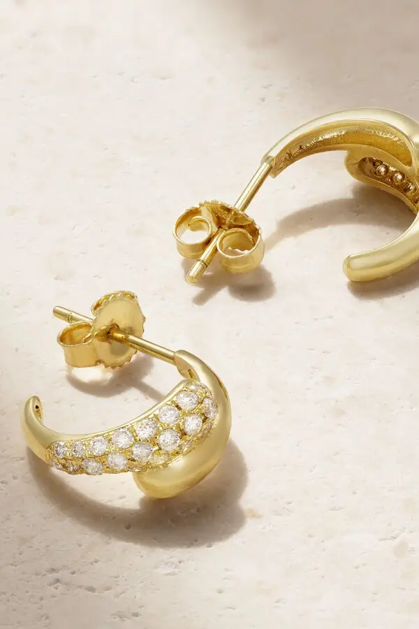 JENNIFER MEYER Double Dome Mini 18-karat Diamond Hoop Earrings