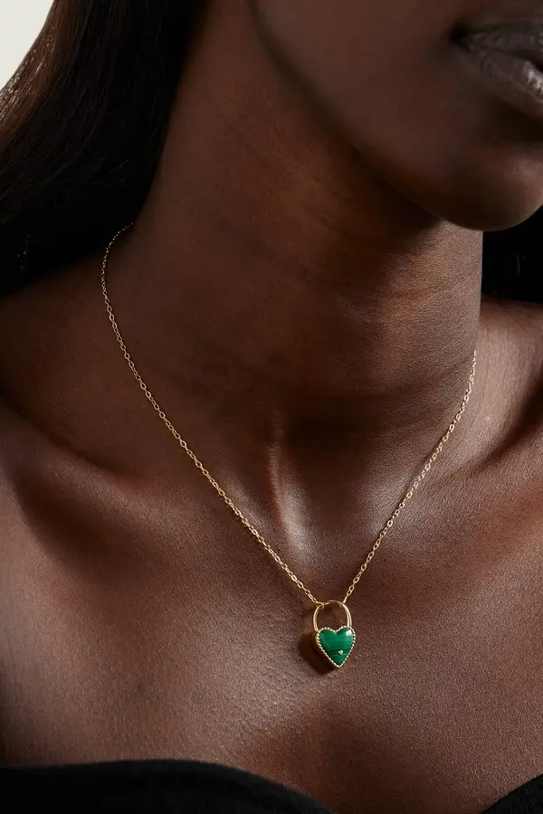 Yvonne Léon 18-karat Yellow Malachite And Diamond Necklace