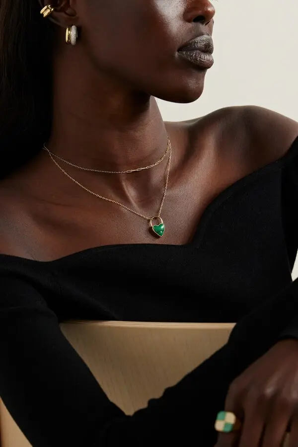 Yvonne Léon 18-karat Yellow Malachite And Diamond Necklace