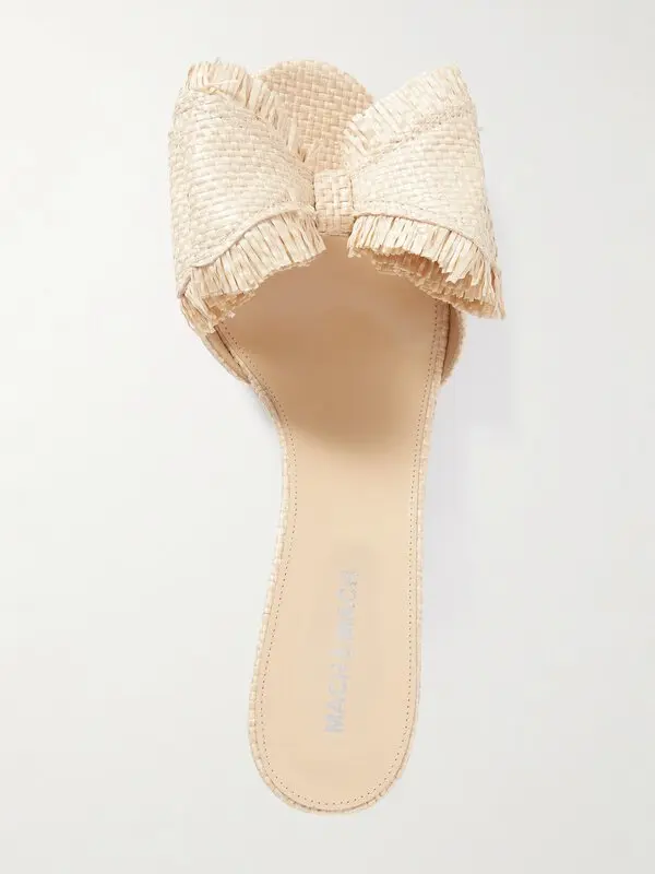Mach & Mach Cadeau Bow-embellished Raffia Mules