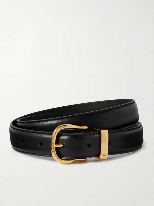 NILI LOTAN Louise Leather Belt - Black