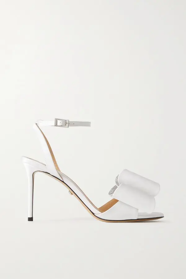 Mach & Mach Le Cadeau Crystal-embellished Satin Sandals - White