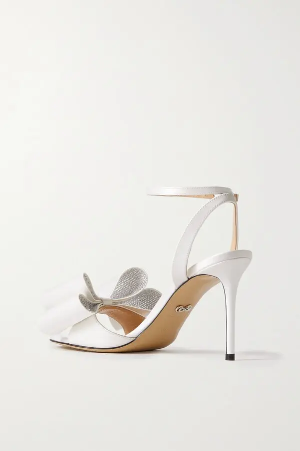 Mach & Mach Le Cadeau" Crystal-embellished Satin Sandals - White