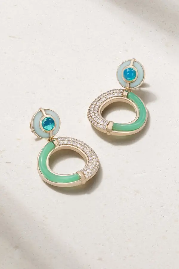 MASON AND BOOKS 14-karat Multi-stone Hoop Earrings - Gold