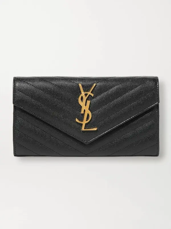 Saint Laurent Monogramme Quilted Textured-leather Wallet - Black