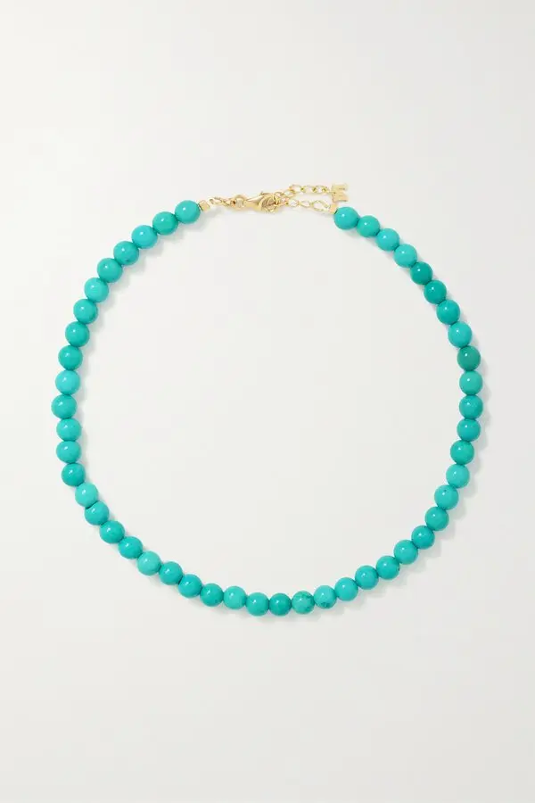 Mateo 14-karat Turquoise Beaded Anklet - Gold
