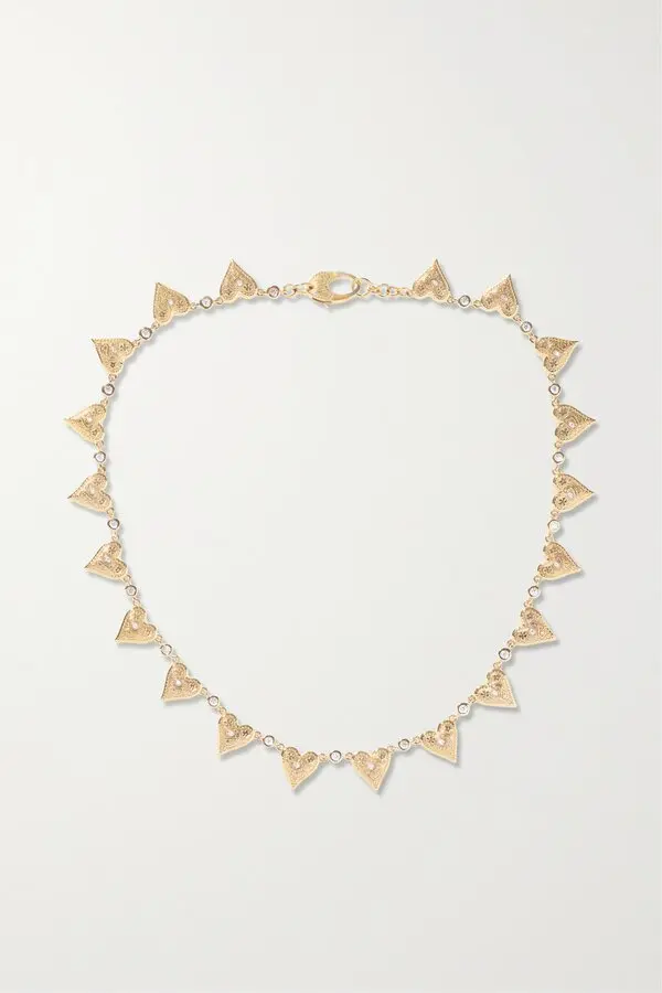 MARLO LAZ Southwestern Heart 14-karat Diamond Choker - Gold