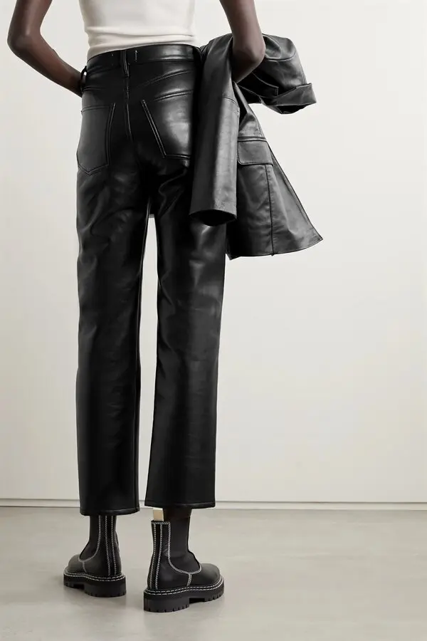 AGOLDE Net Sustain 90s Pinch Waist Leather-blend Straight-leg Pants - Black