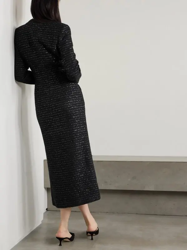 Alessandra Rich Sequined Tweed Midi Dress