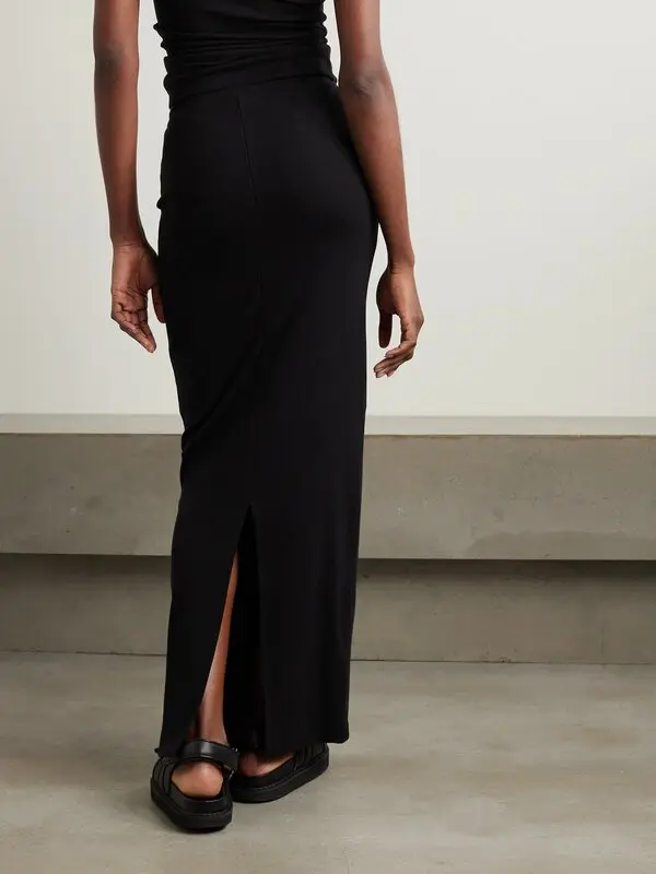 Eterne Emma Ribbed Maxi Skirt - Black