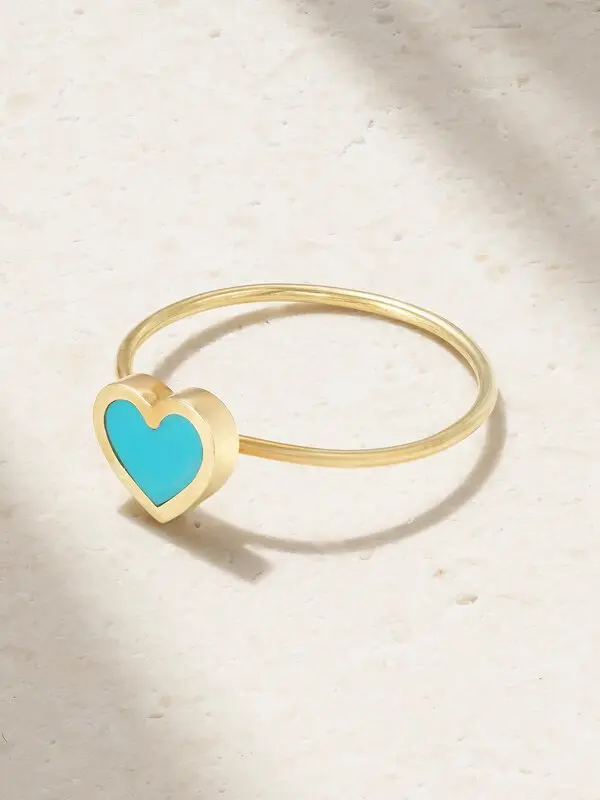 JENNIFER MEYER Heart 18-karat Turquoise Ring - Gold