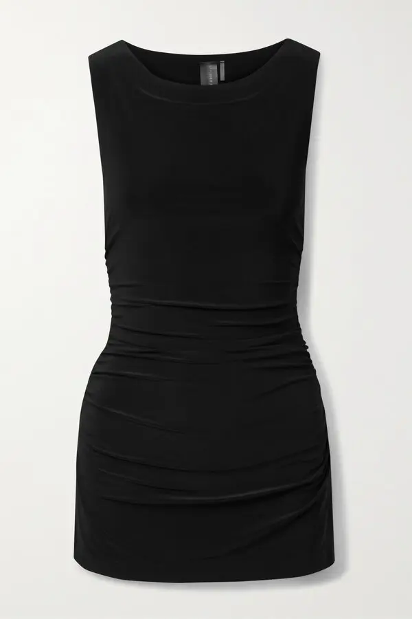 Norma Kamali Ruched Stretch-jersey Mini Dress