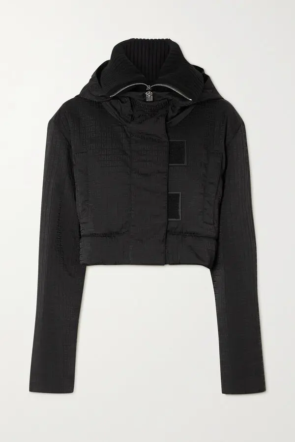 Givenchy Cropped Padded Shell-jacquard Hooded Jacket
