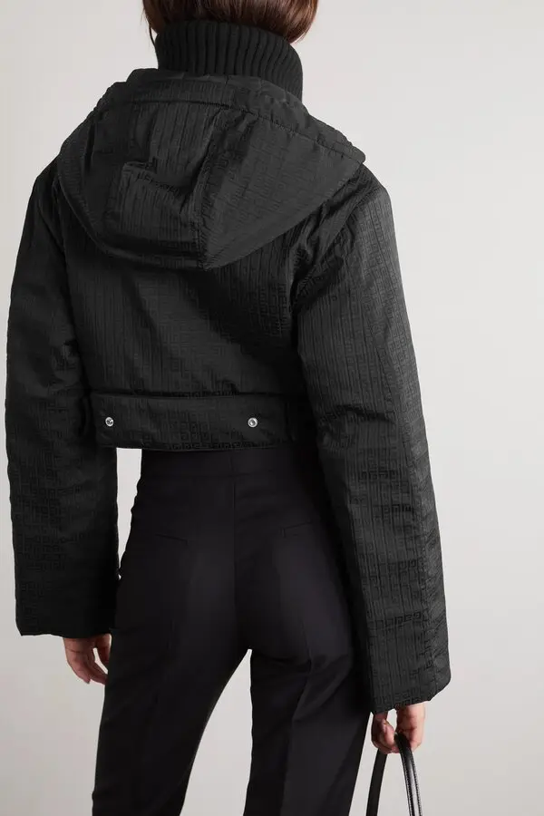 Givenchy Cropped Padded Shell-jacquard Hooded Jacket