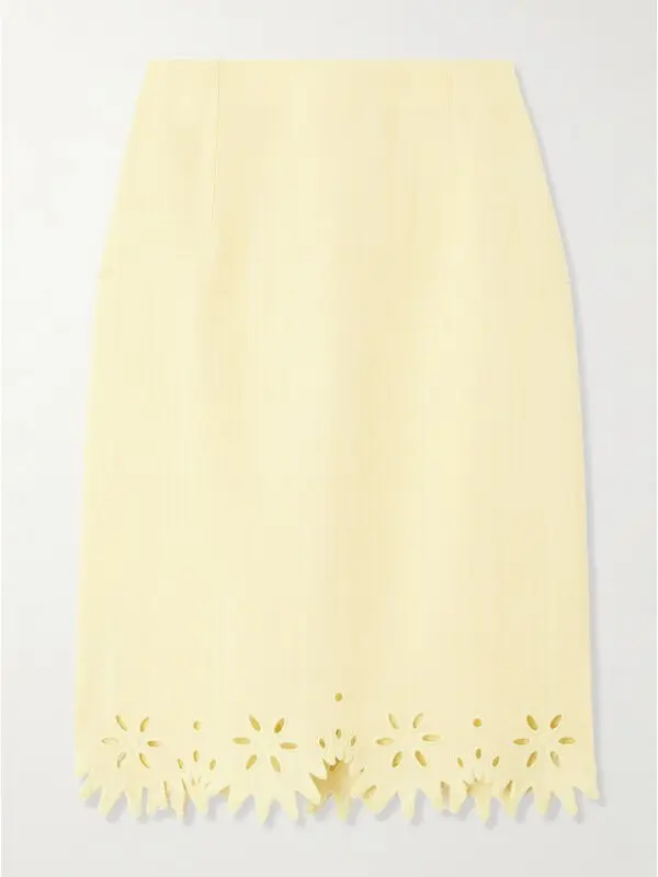 Bottega Veneta Broderie Anglaise Pencil Skirt - Ivory