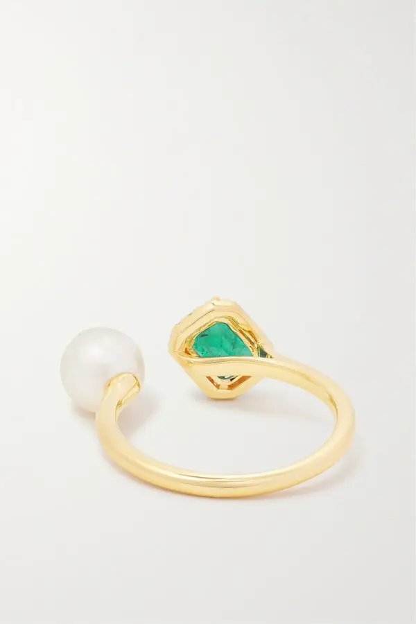 Shay 18-karat Diamond, Emerald And Pearl Ring