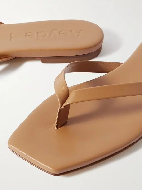 AeydĒ Renee Leather Flip Flops - Brown