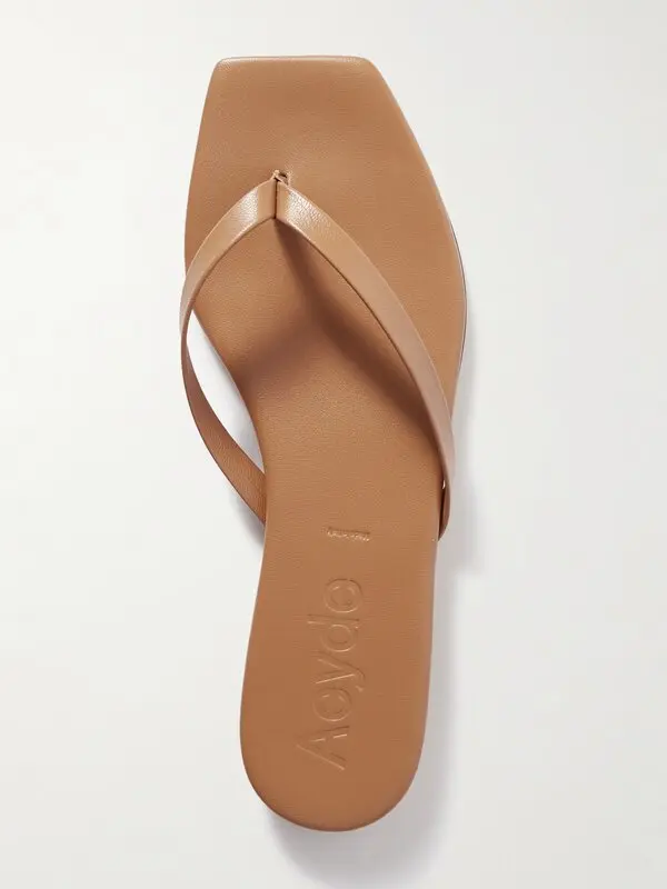 AeydĒ Renee Leather Flip Flops - Brown