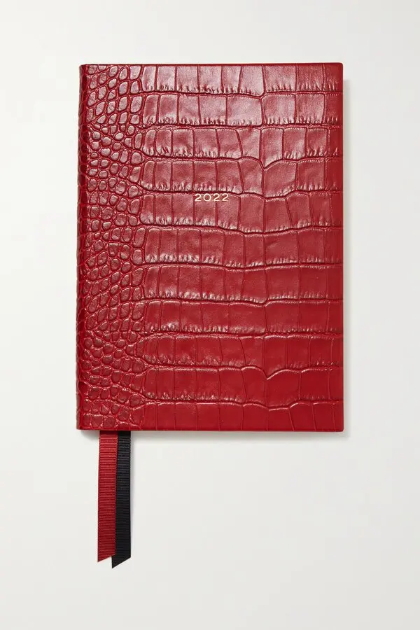 Smythson Soho 2022 Mara Croc-effect Leather Weekly Diary - Red