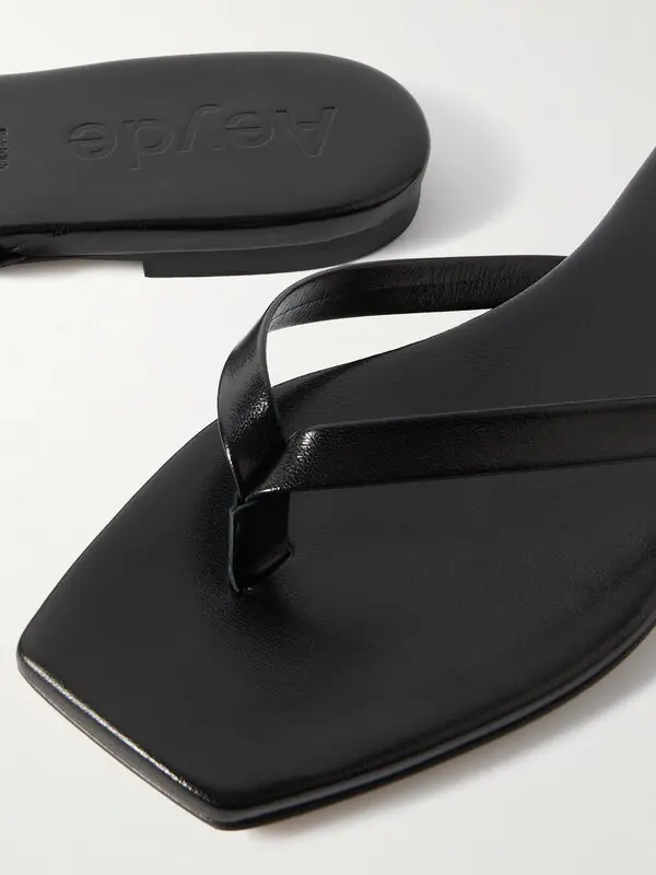 AeydĒ Renee Leather Flip Flops - Black