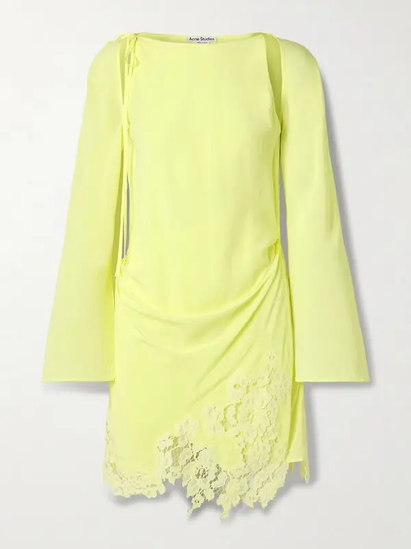 Acne Studios Wrap-effect Lace-trimmed Mini Dress