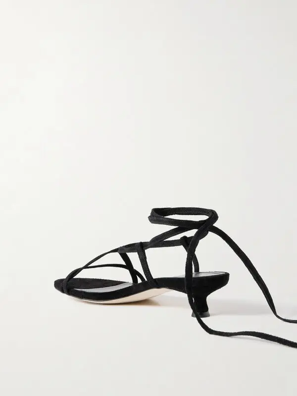 AeydĒ Paige Suede Sandals - Black