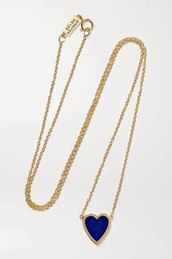JENNIFER MEYER Mini Heart 18-karat Lapis Lazuli Necklace - Gold