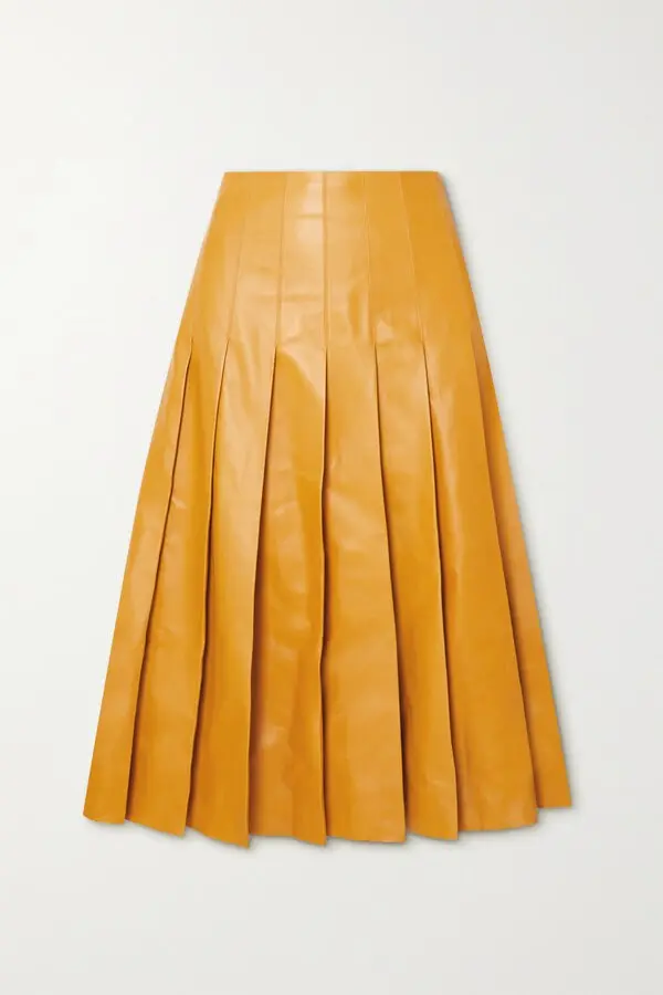 Loro Piana Pleated Leather Skirt