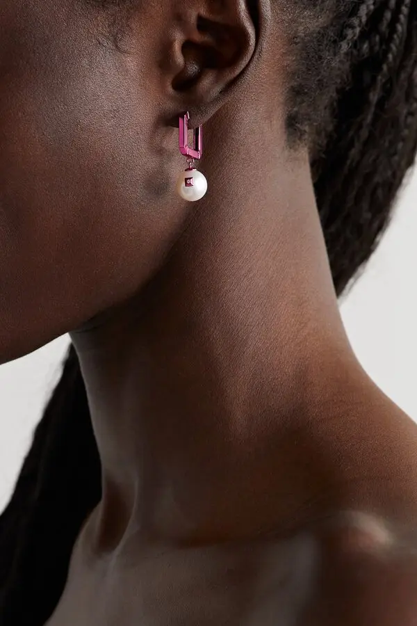 EERA White Gold, Pearl, And Diamond Earring