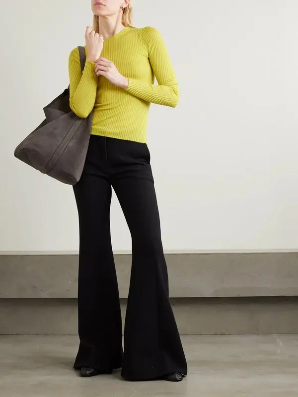 Gabriela Hearst Desmond Wool-crepe Flared Trousers