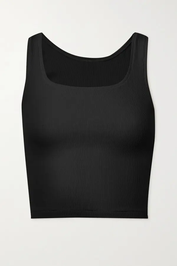 SKIMS Ribbed Cotton-blend Jersey Tank - Black