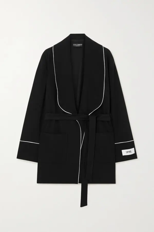 Dolce & Gabbana Belted Stretch-wool Jacket - Black