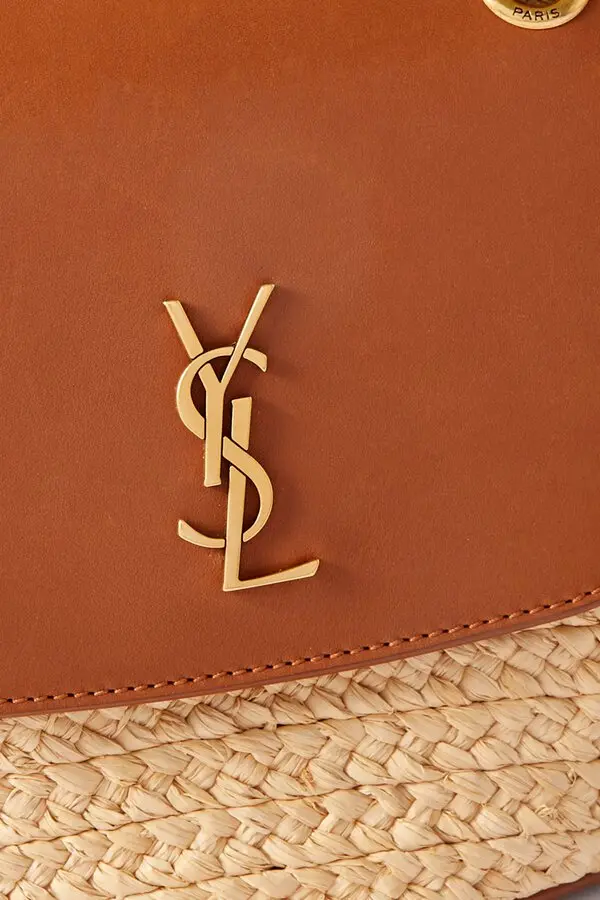 Saint Laurent Manon Mini Raffia Shoulder Bag - Brown